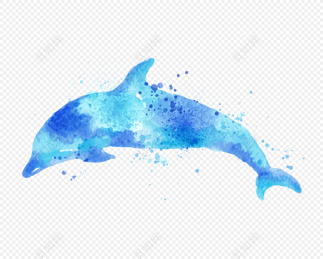 水彩海豚免费下载 PNG素材 觅知网