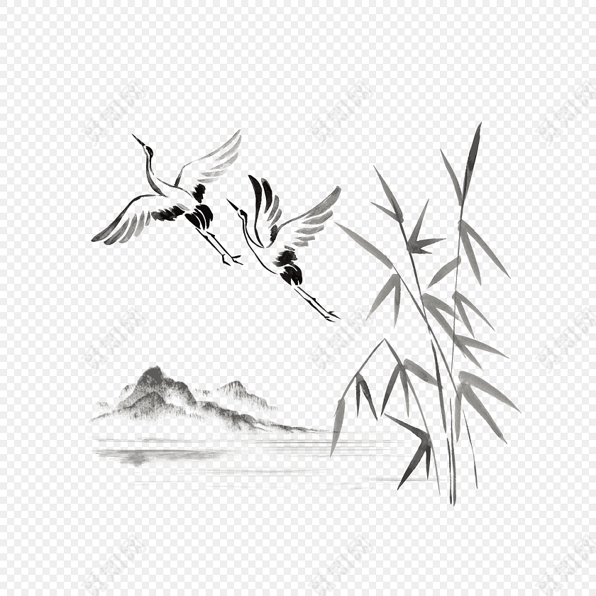 仙鹤图片古风 古风图片 仙鹤图片 大山谷图库