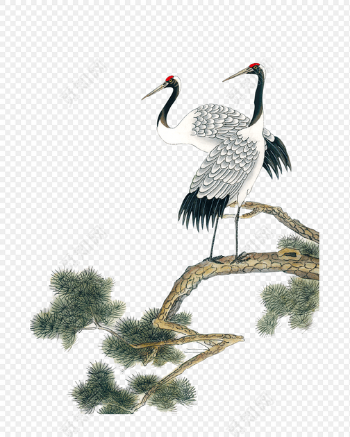 古风鹤素材 古风鹤手绘 仙鹤素材 大山谷图库
