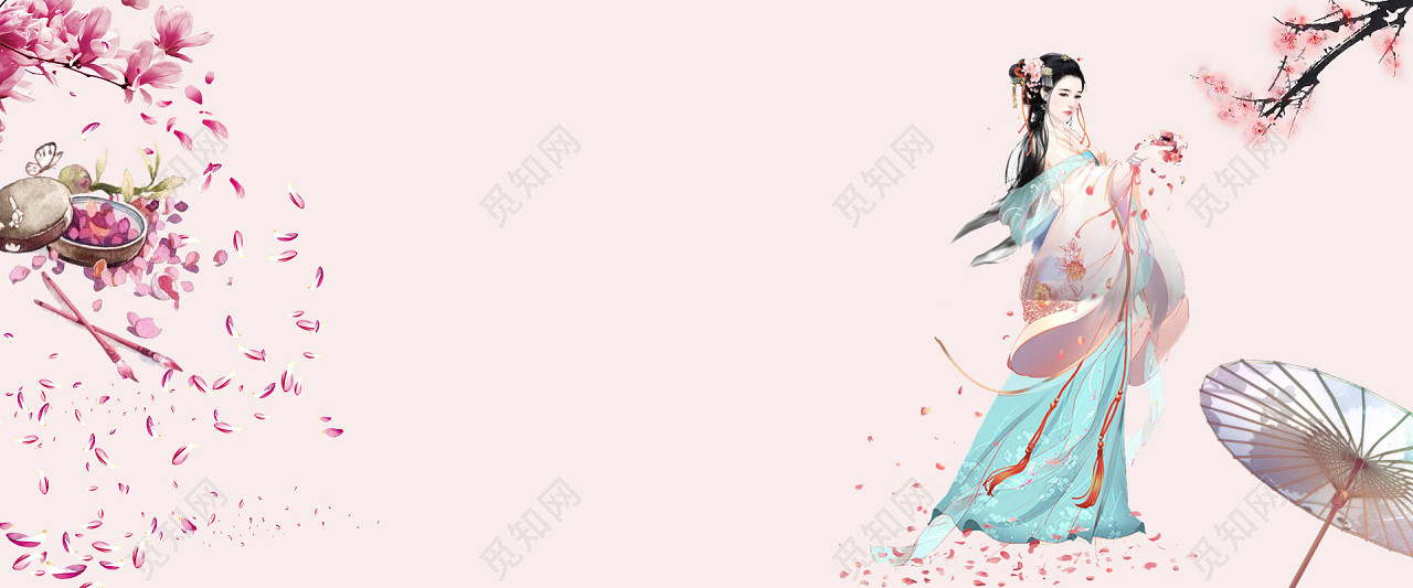 古风中国风桃花粉色背景美女免费下载 觅知网
