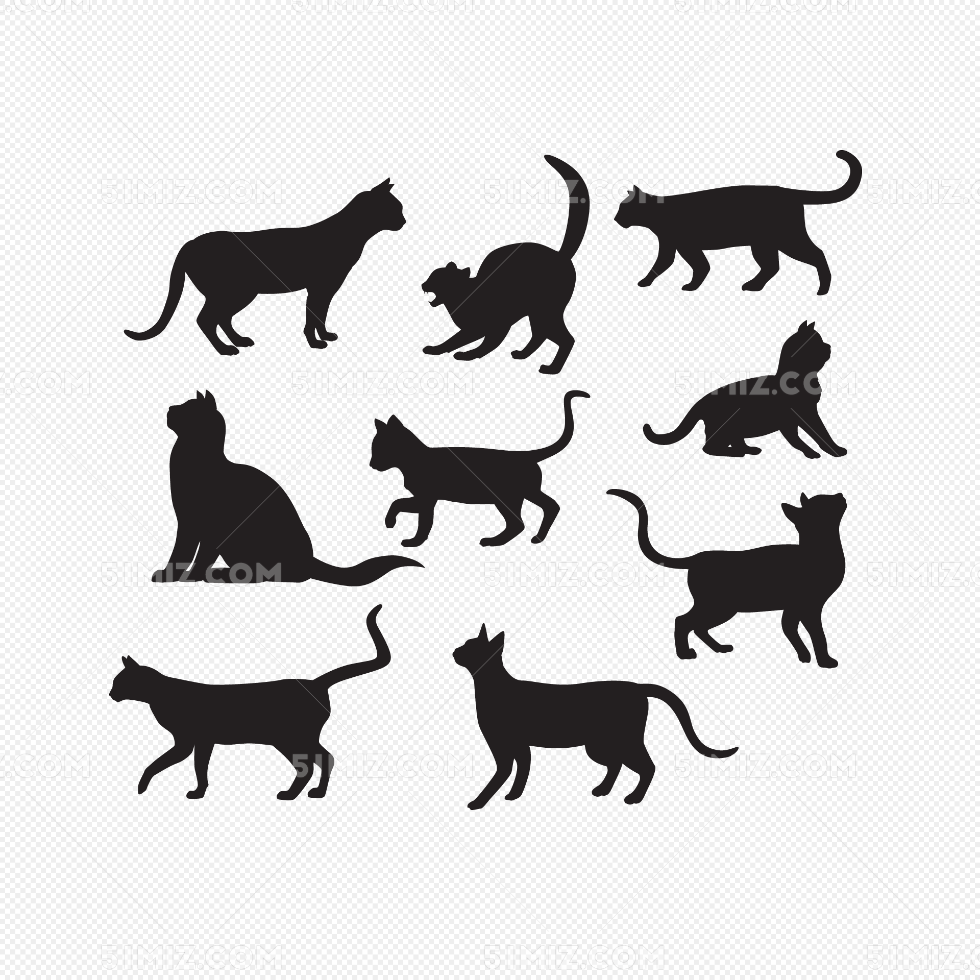 猫咪剪影画图片 猫咪剪影图片 猫咪背影剪影 大山谷图库