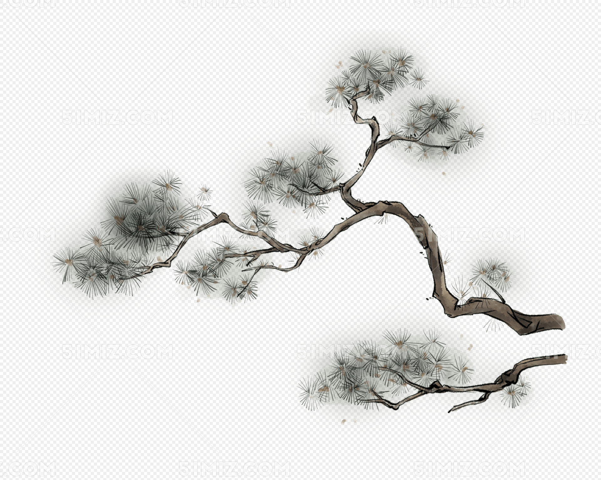 水墨松树 画松树 水墨仙鹤 大山谷图库