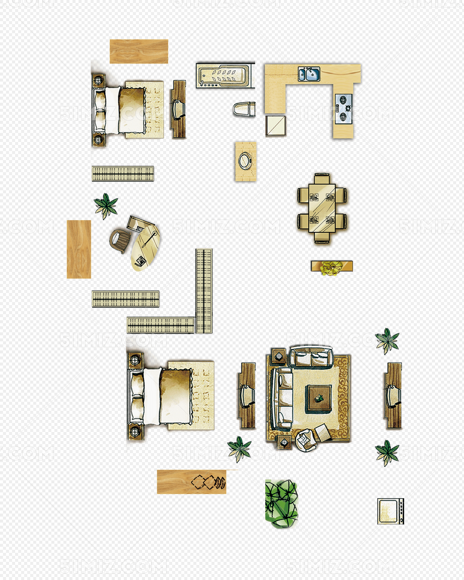 户型图家具素材 ps室内家具平面素材 户型图家具 大山谷图库