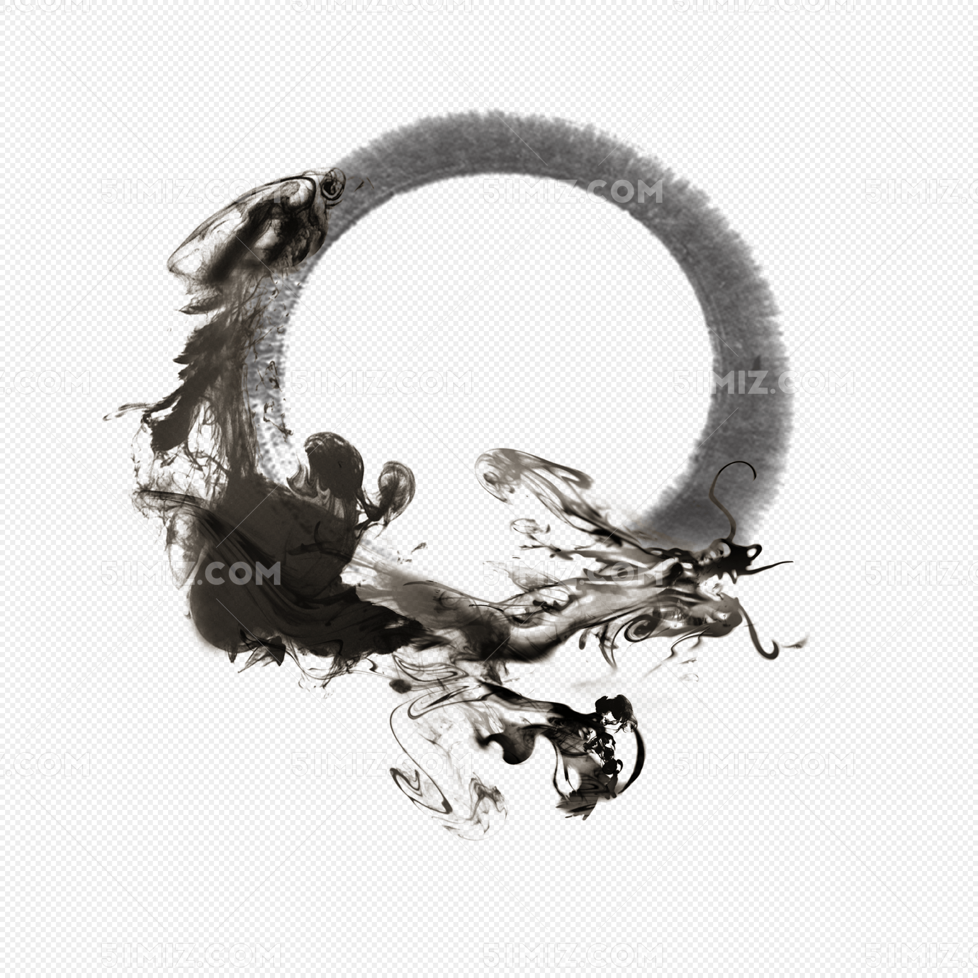 水墨龙高清 水墨龙 纯水墨山水画 大山谷图库