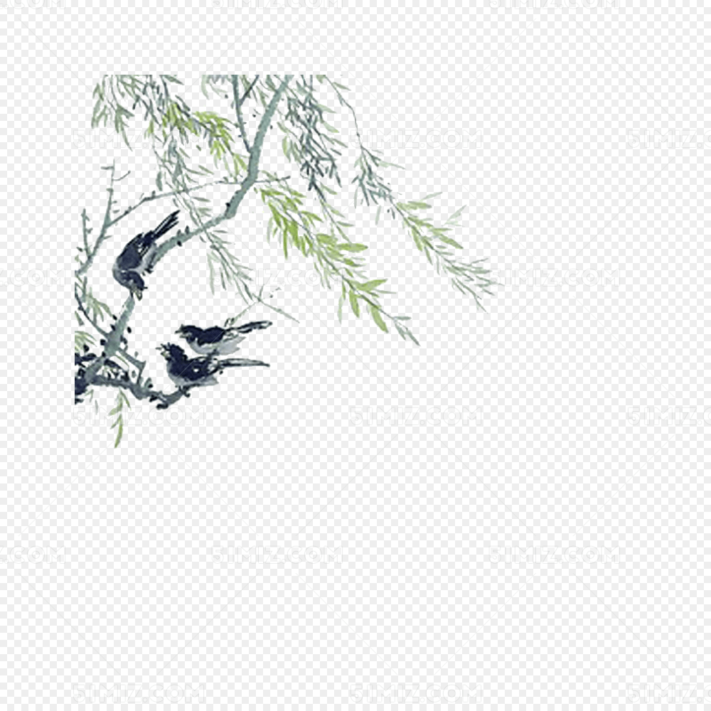 柳条水墨 水墨山水画 水墨山水 大山谷图库