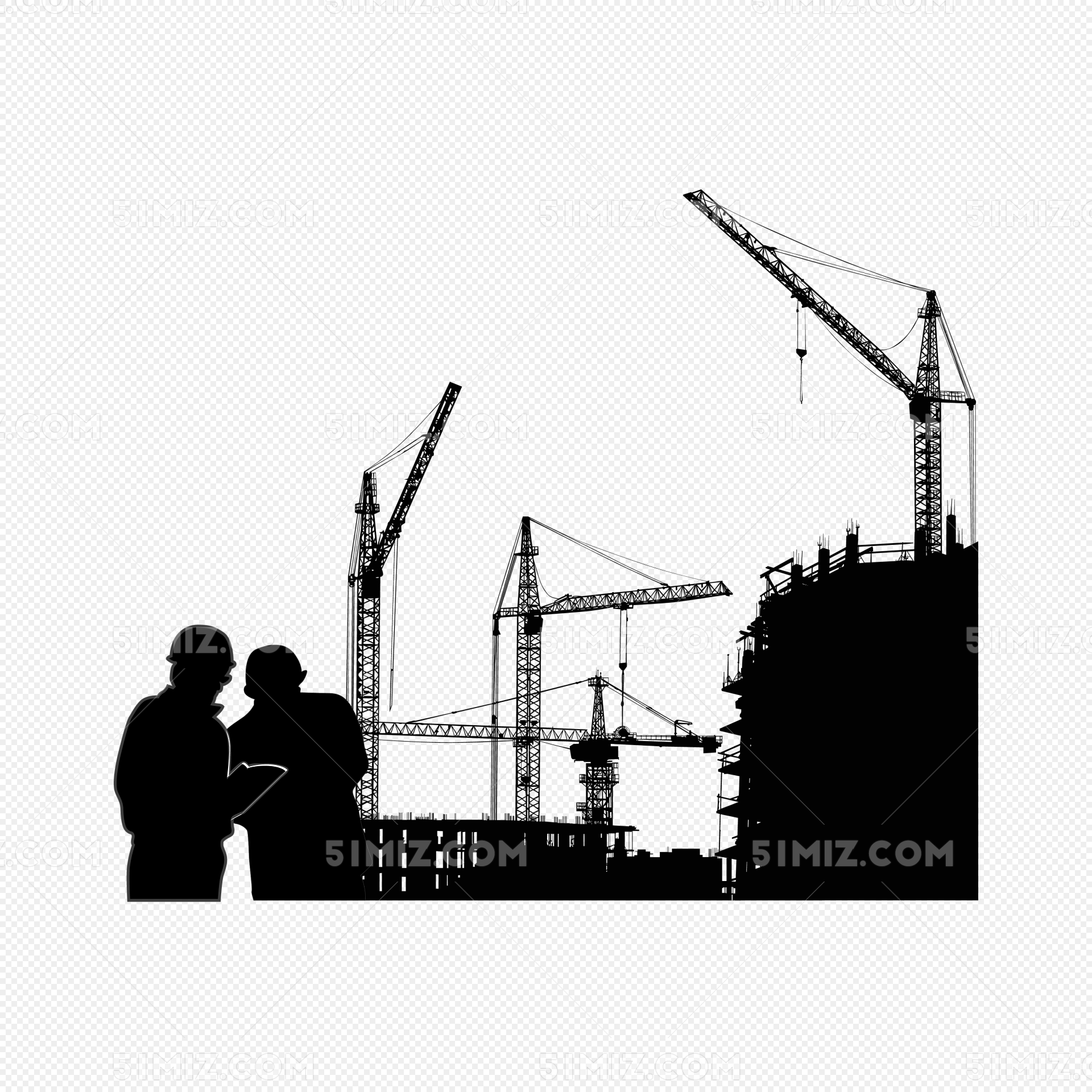 建筑施工剪影素材免费下载 觅知网