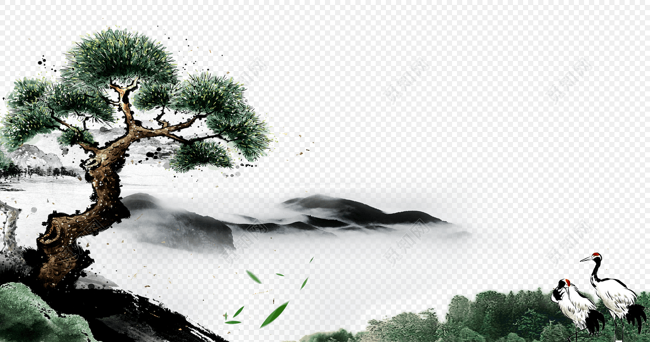 白鹤国画 白鹤绘画 白鹤画图片水墨 大山谷图库