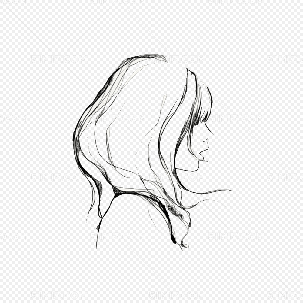 古代美女简笔画素描手绘