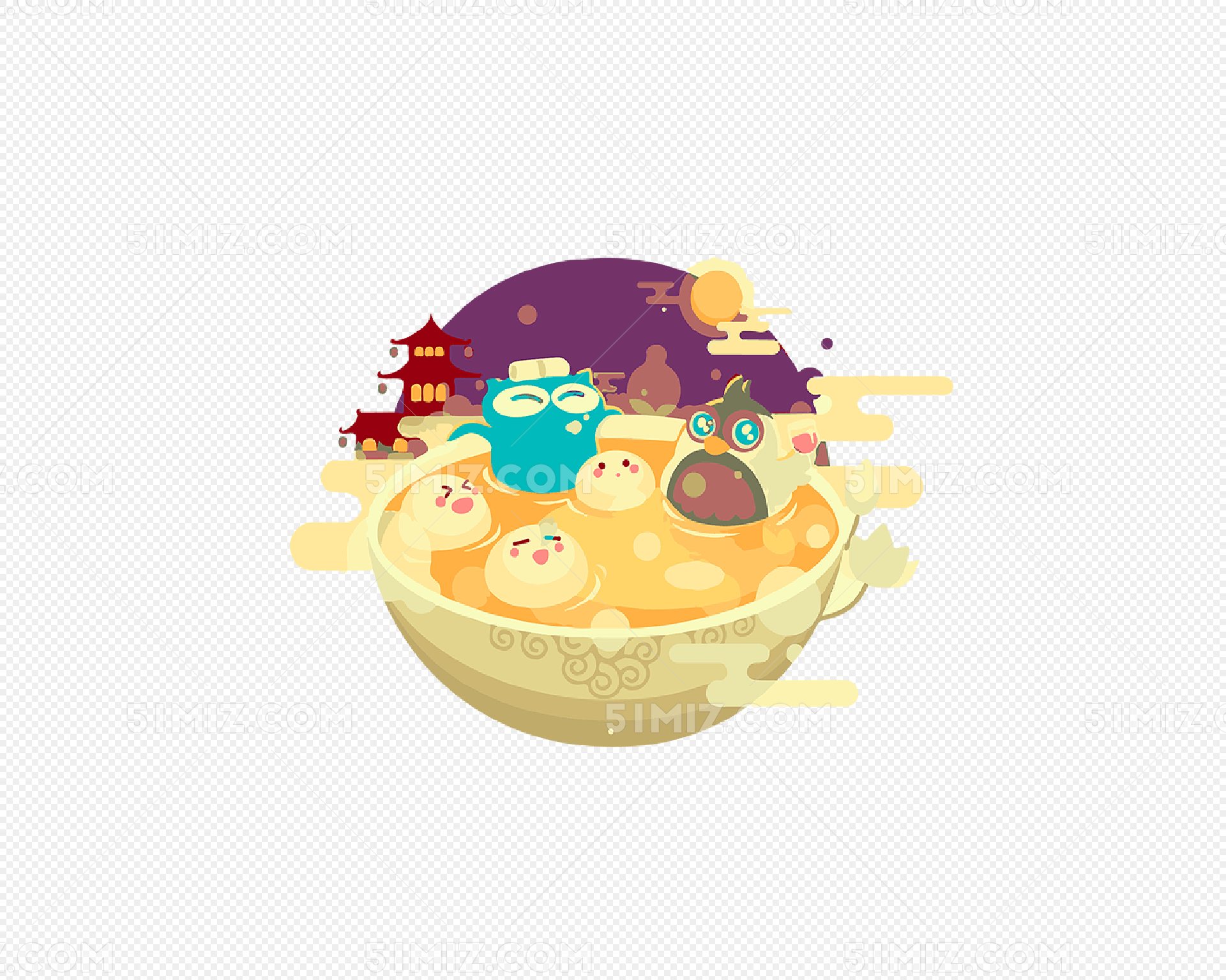 汤圆创意画 汤圆的画画怎么画 萌萌哒汤圆图画 大山谷图库