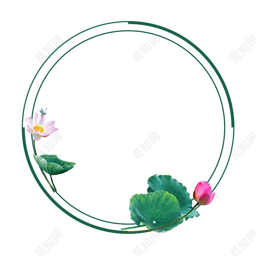 夏至立夏夏天荷花小边框绿色边框素材免费下载 觅知网