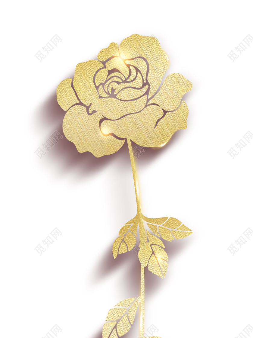 金色简约玫瑰花黄玫瑰鲜花花卉元素PNG素材免费下载 觅知网